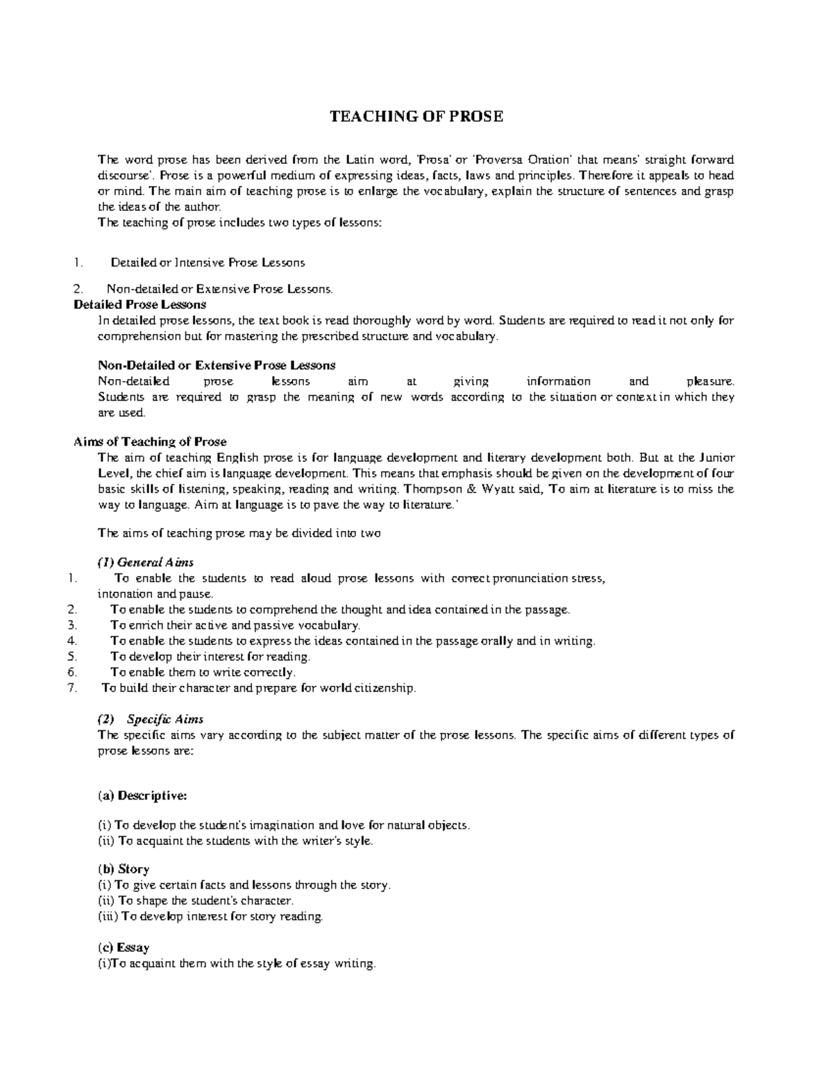 BEd-02Sem-Dr. Gyanendra Kumar Rout-Pedagogy -I - TEACHING OF PROSE The ...