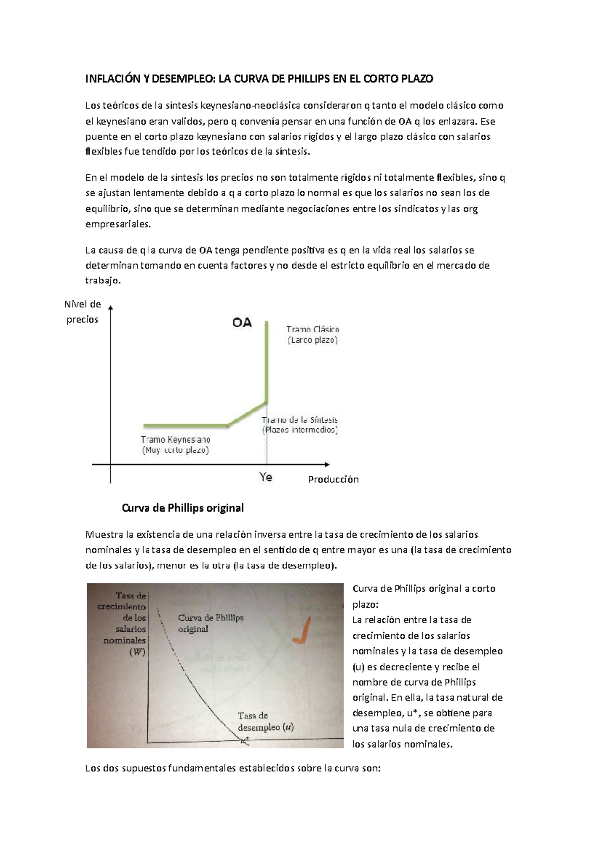 Curva de Phillips - Resumen Economía I - INFLACIÓN Y DESEMPLEO: LA ...