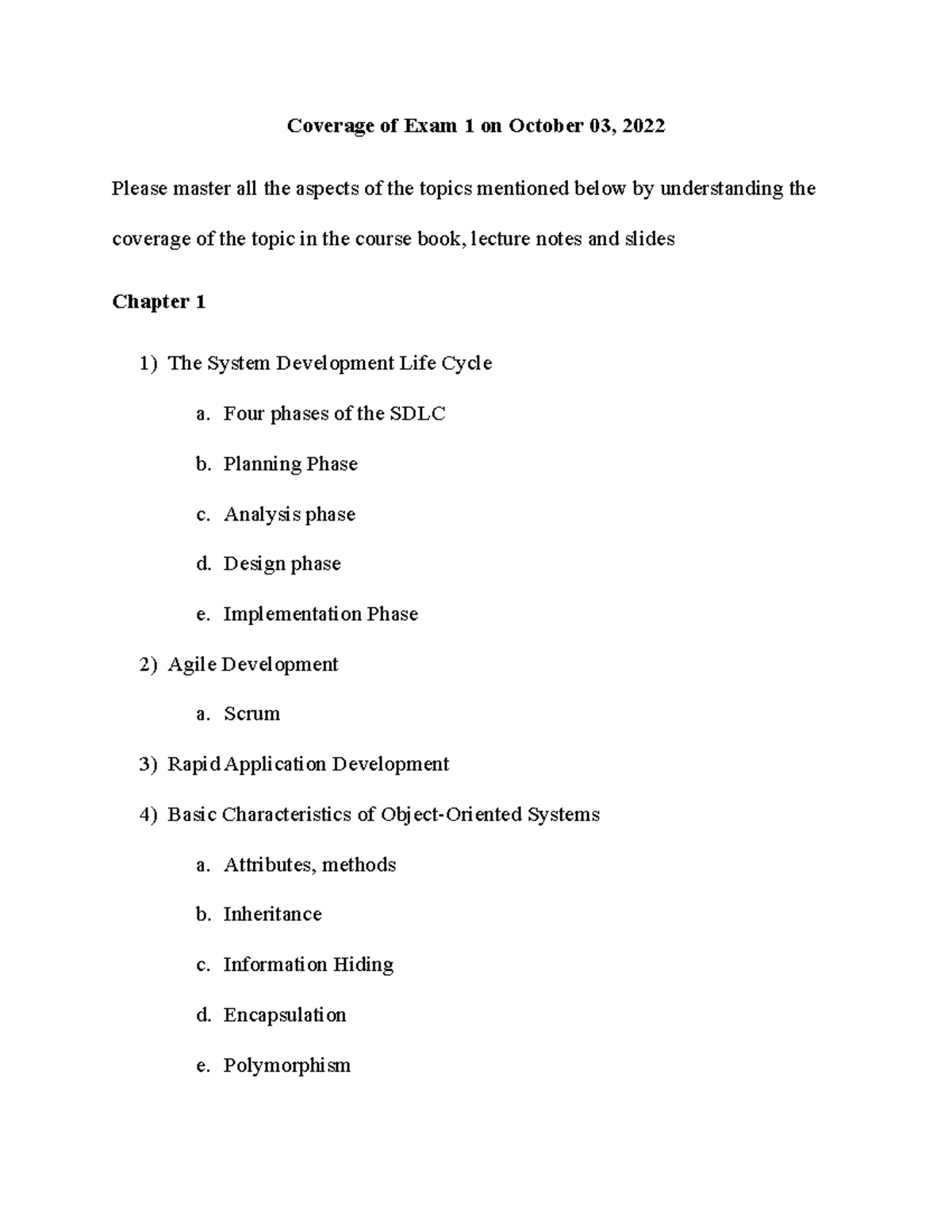 Review of Exam 1 - exam - Coverage of Exam 1 on October 03, 2022 Please ...