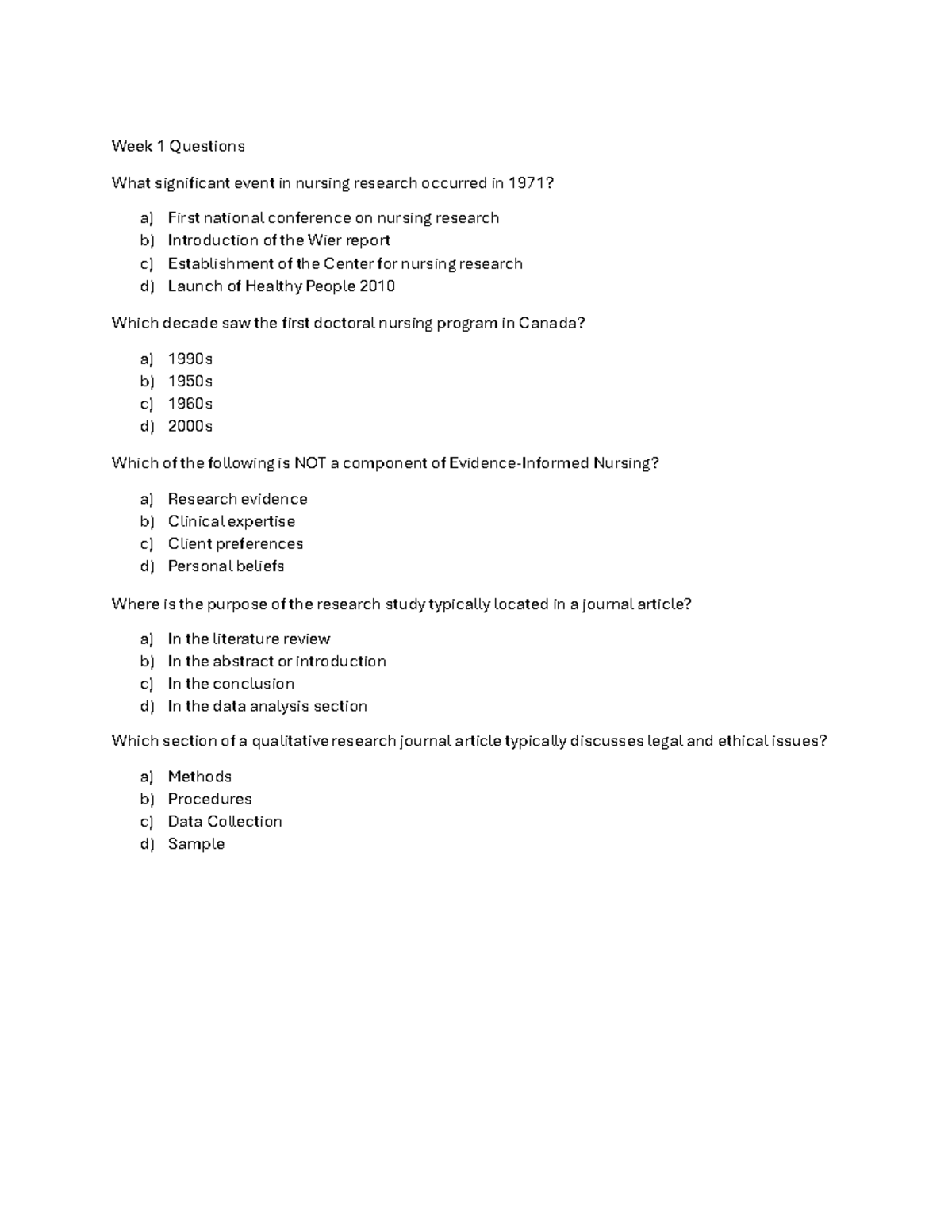 Week 1 to 4 Questions - Week 1 Questions What significant event in ...