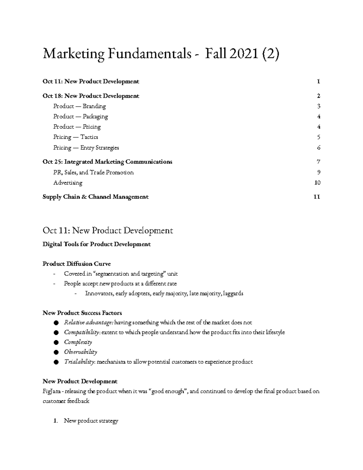 BUAD 307 (Post Midterm) - Marketing Fundamentals - Fall 2021 (2) Oct 11: New Product Development ...