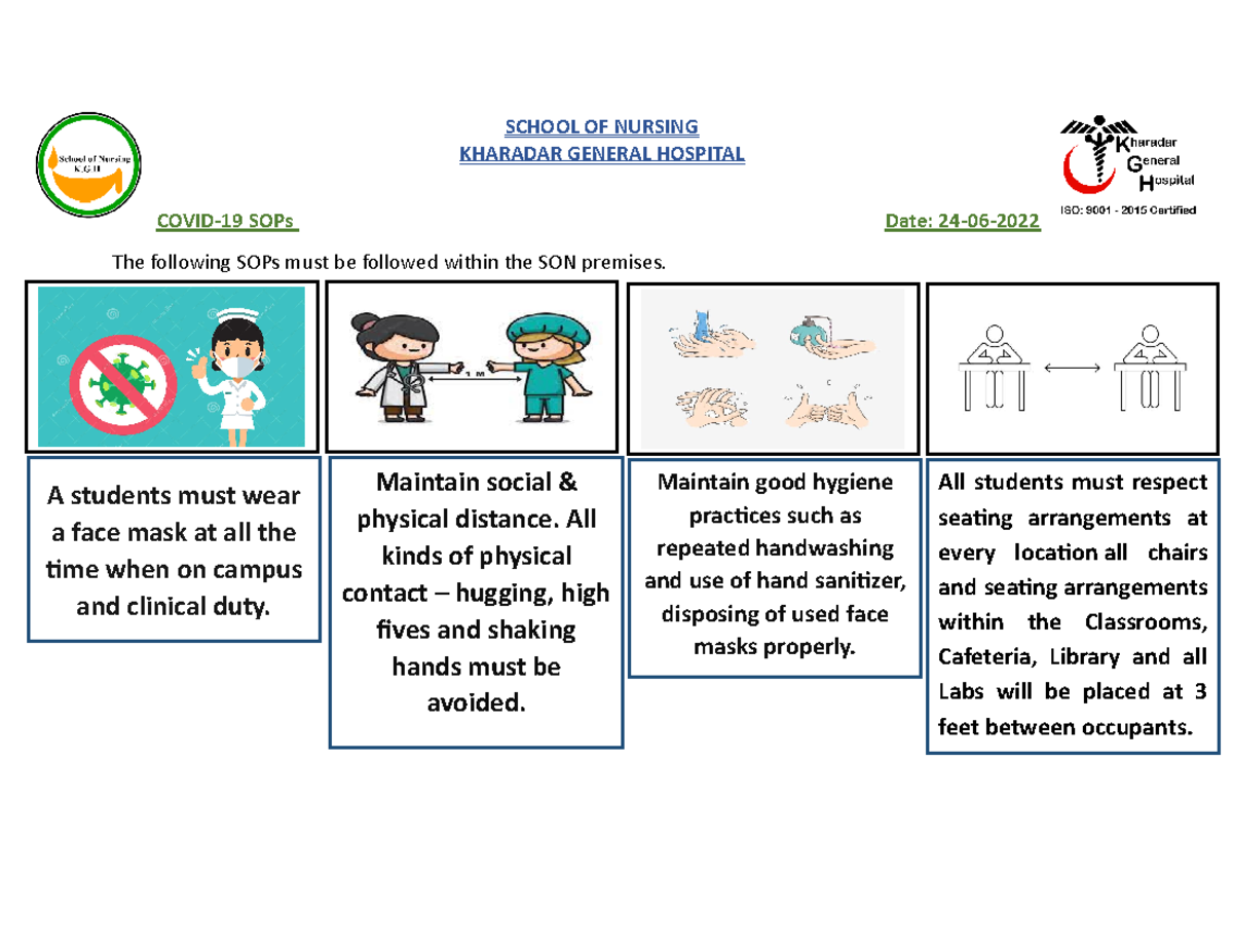 Covid SOPS - SCHOOL OF NURSING KHARADAR GENERAL HOSPITAL COVID-19 SOPs ...