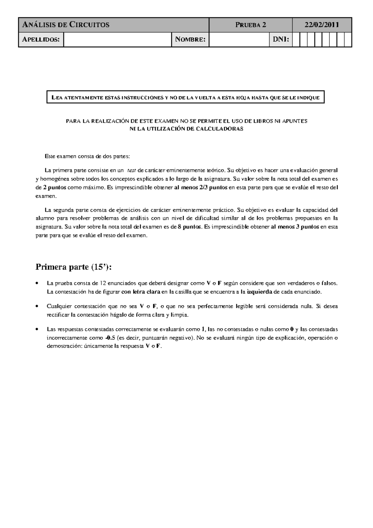 Examen con solucion Prueba 2. Examen académico del segundo parcial ...