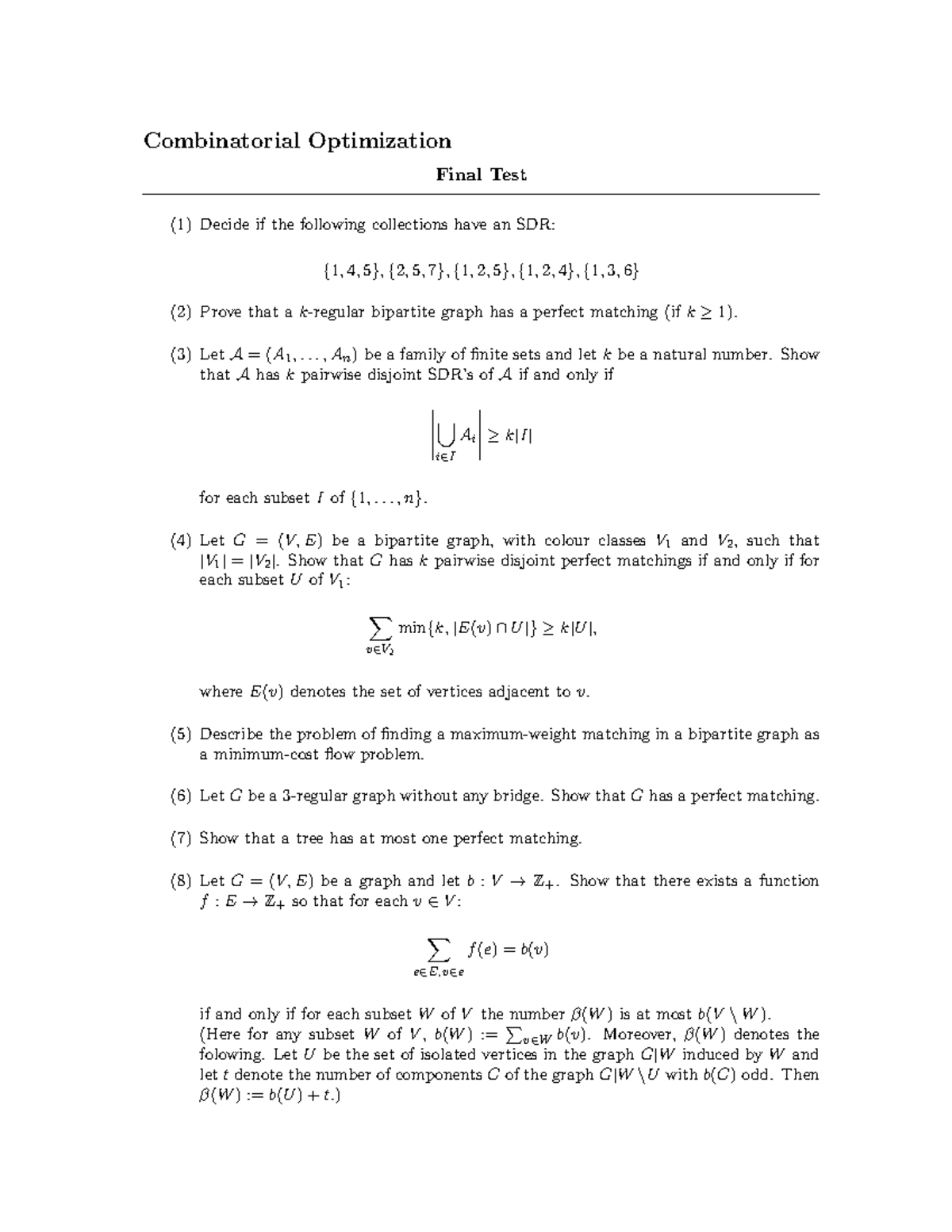 Final - system of distinct representation - Combinatorial Optimization ...