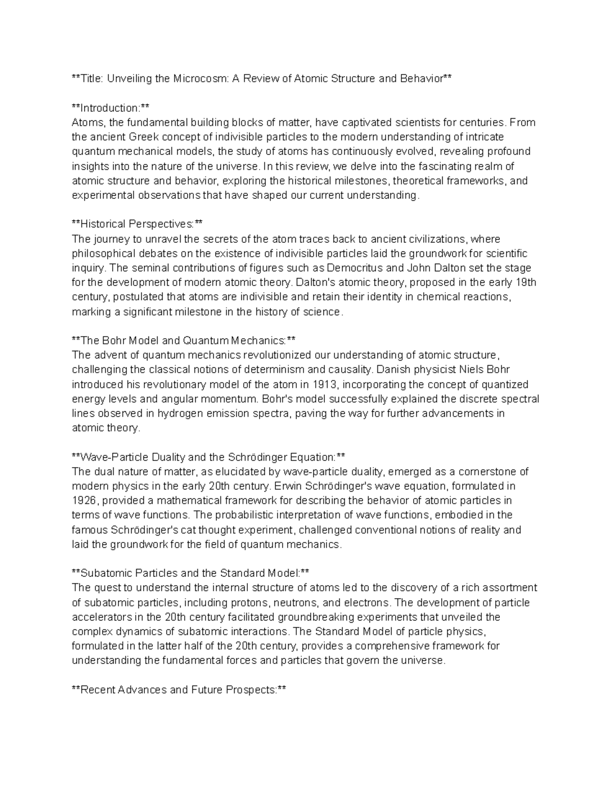 Science Review paper - Title: Unveiling the Microcosm: A Review of ...