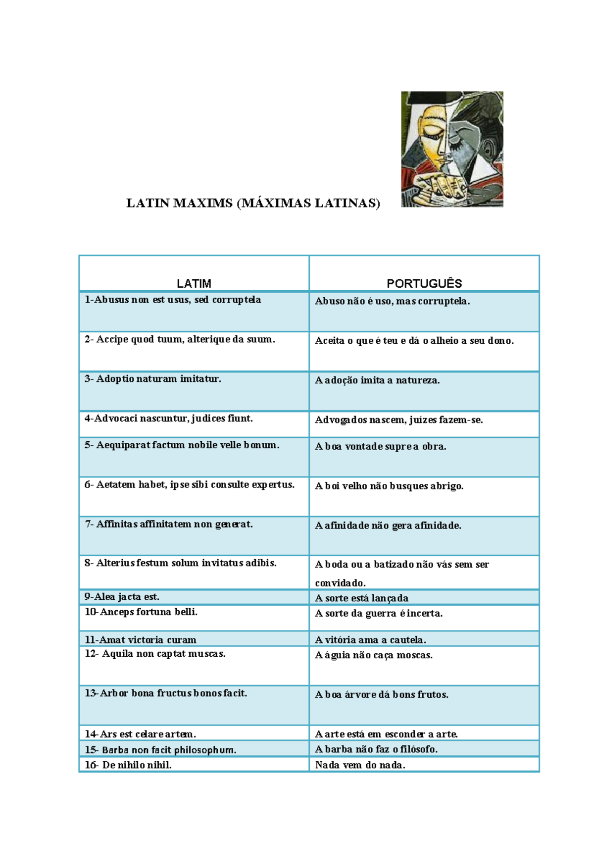 Coletânia de Máximas em Latim - LATIN MAXIMS (MÁXIMAS LATINAS) LATIM ...