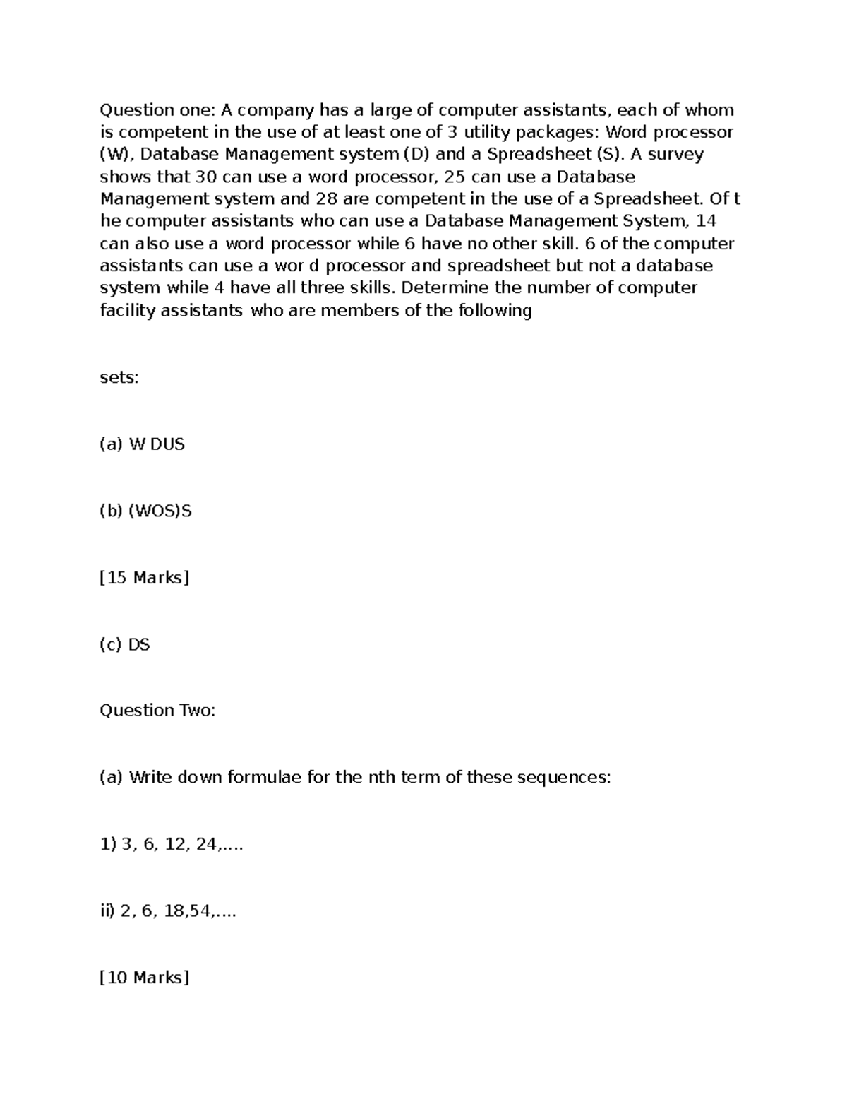 Document (1)ggg - Question one: A company has a large of computer ...