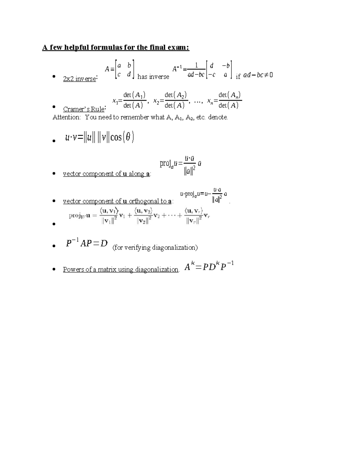 Formula sheet finalexam post 2020 - A few helpful formulas for the ...