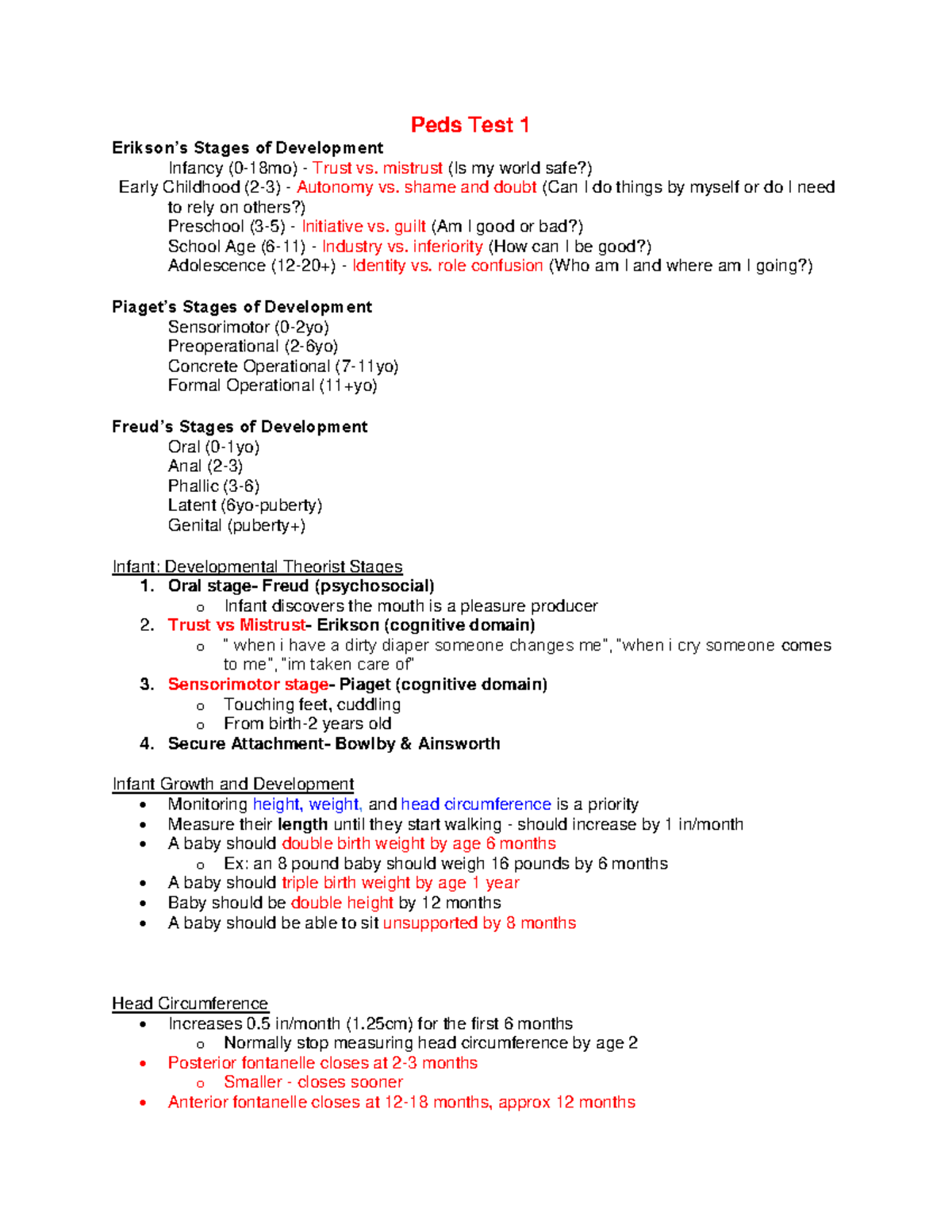 Peds Test 1 - NURS 7225 - Georgia Southern - Studocu