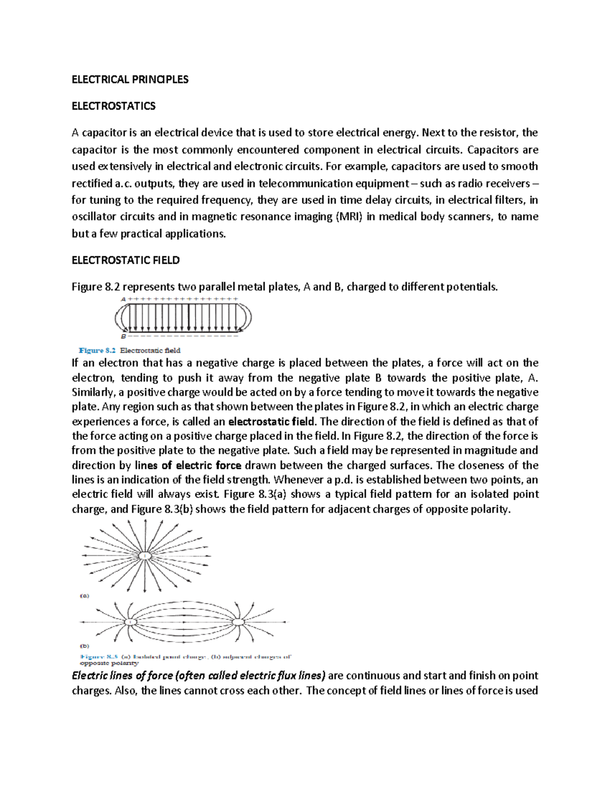 Electrostattics - Electronics3 - ELECTRICAL PRINCIPLES ELECTROSTATICS A ...