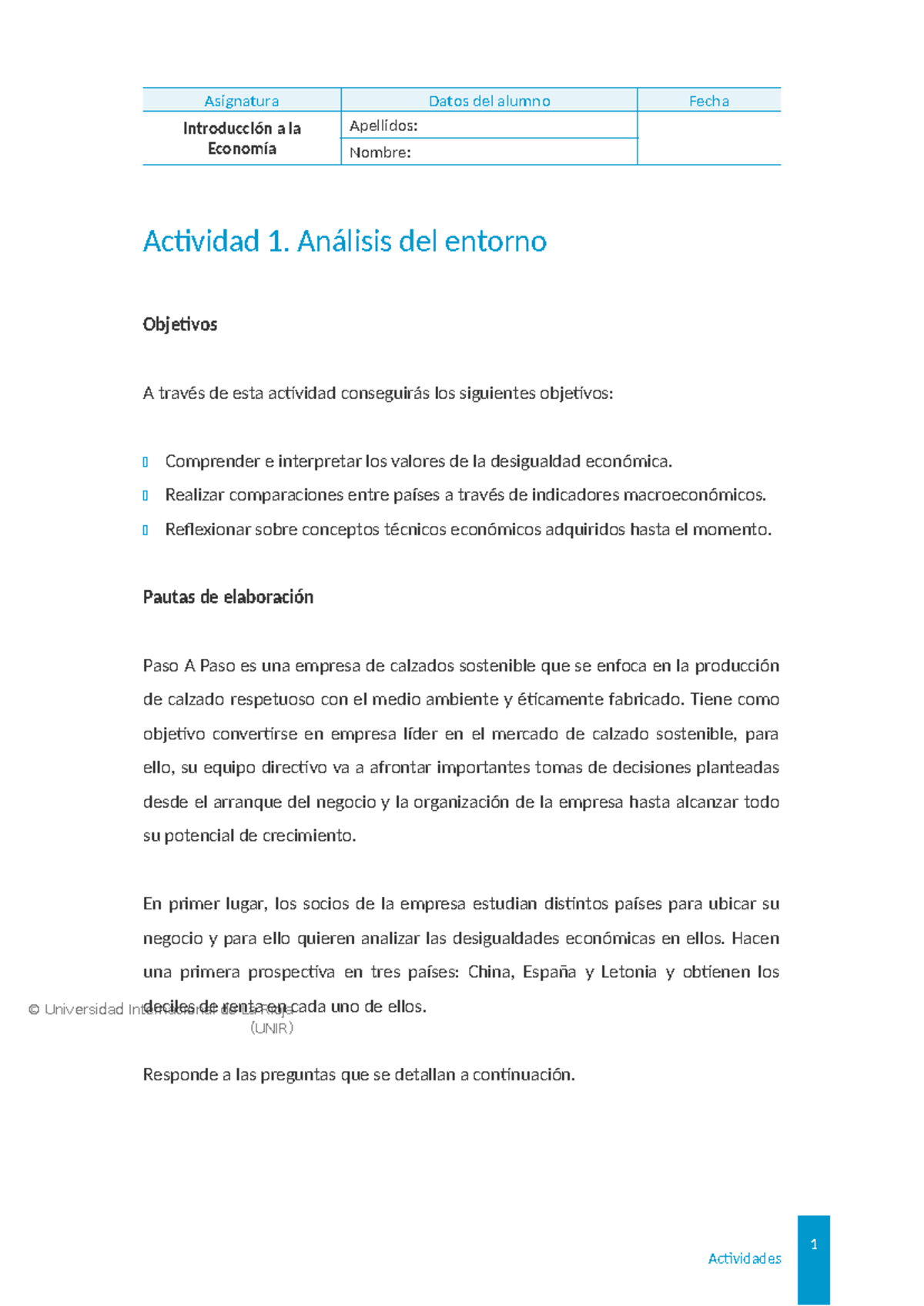 Ade04 Act1 - Ejercicio de economia - © Universidad Internacional de La ...