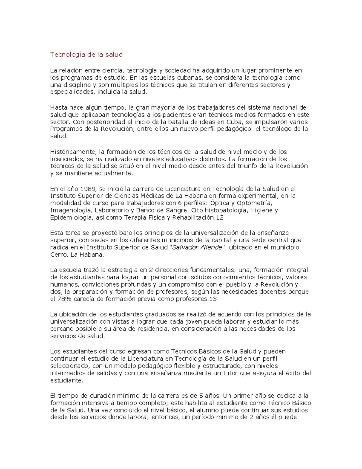 Tecnología de la salud - Tecnología de la salud La relación entre ...