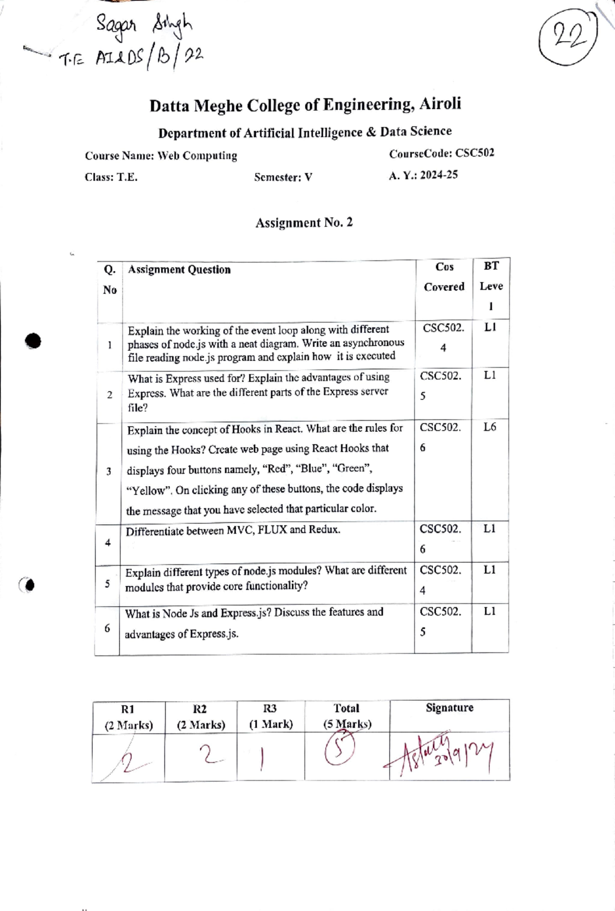 Wc assignment 2 - Sagar singh 22 T Datta Meghe College of Engineering ...