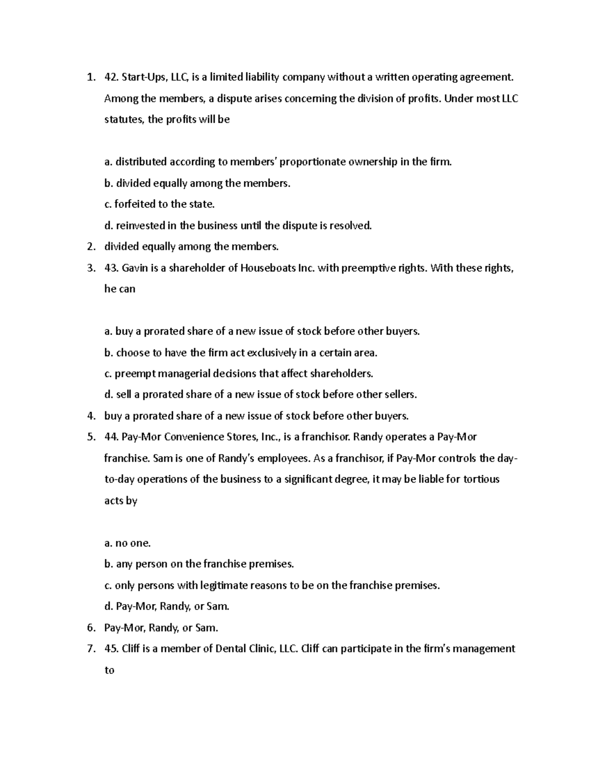 Bus101 14 - Weekly checkpoint quiz from week 14. - Start-Ups, LLC, is a ...