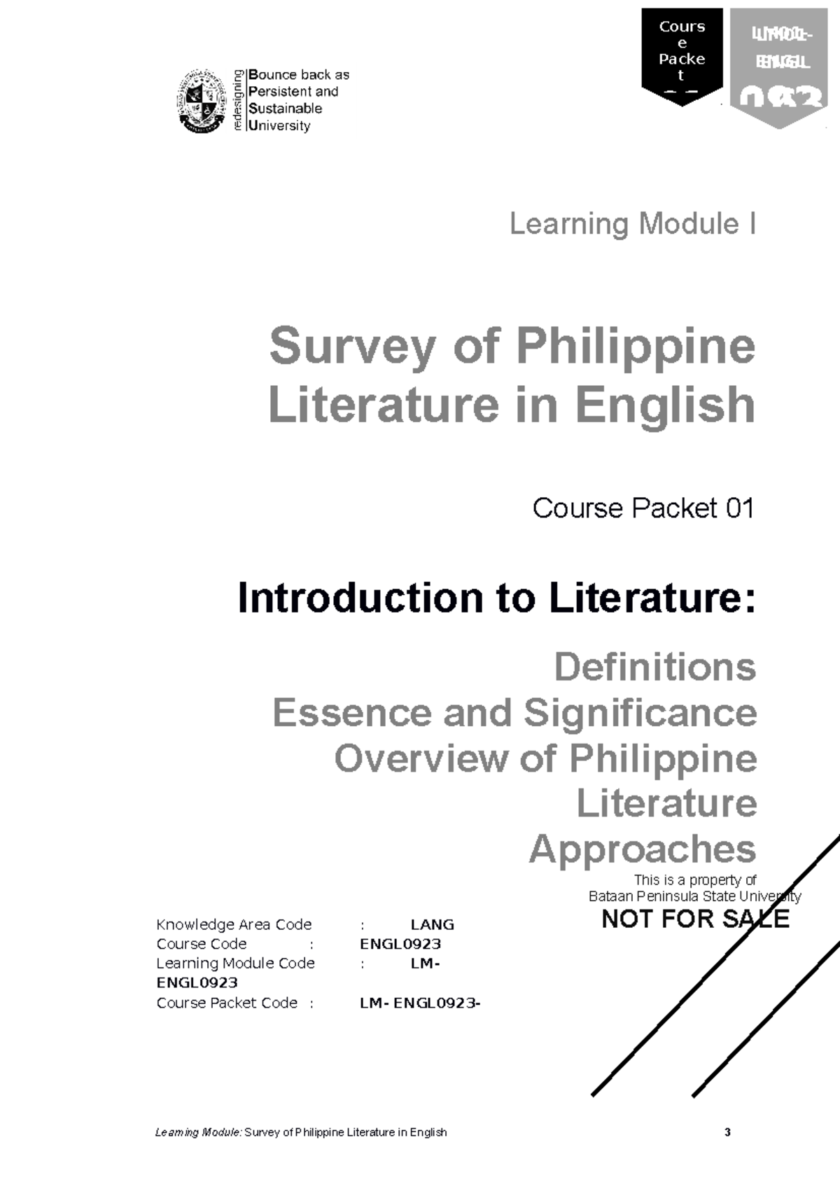 Weeks 1-2 Learning Packet I - LM01- ENGL 163 LM01- ENGL 092 e Packe t ...