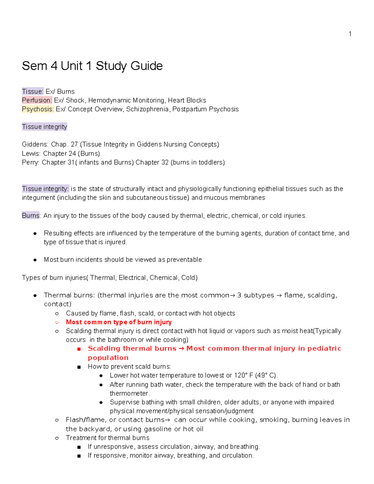 Abby's unit 1 (sem 4) - notes - Sem 4 Unit 1 Study Guide Tissue: Ex ...