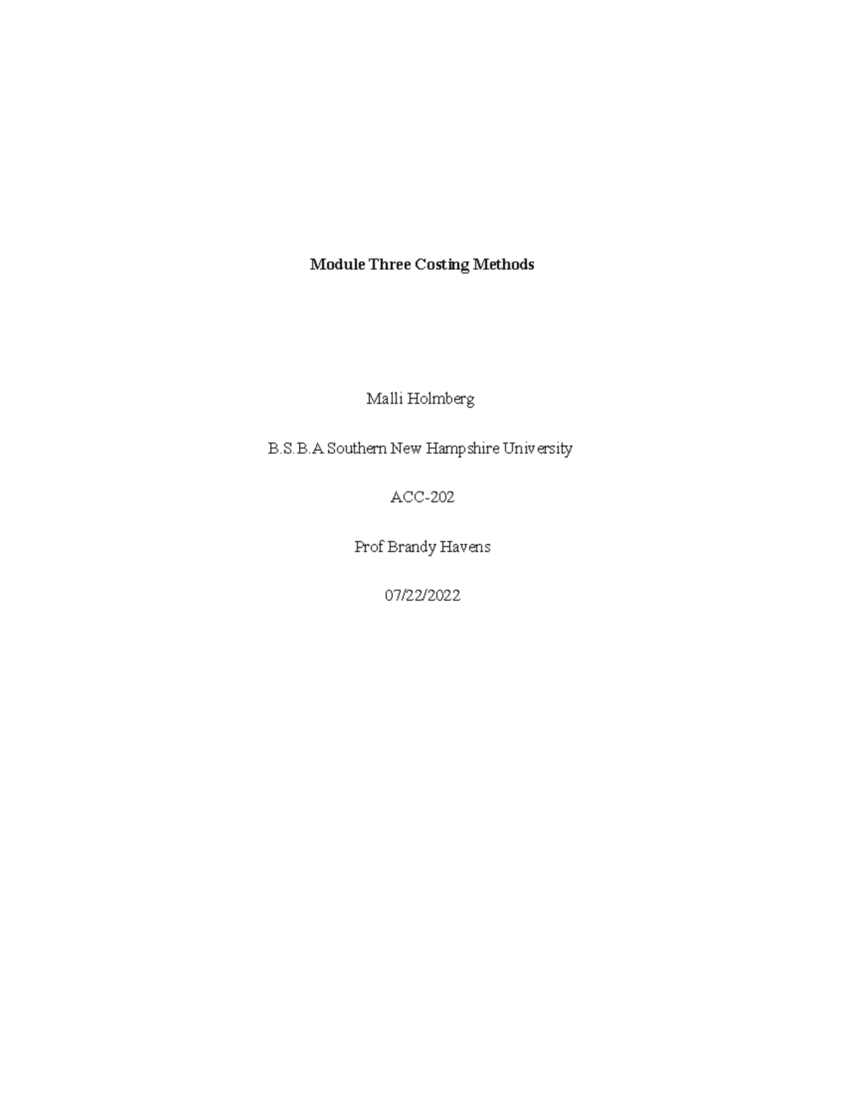 ACC-202 Module 3-2 - Comparing different acounting methods. - Module ...