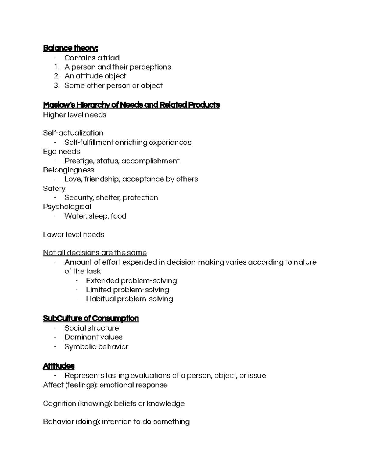 Consumer Behavior - Balance theory: Contains a triad A person and their ...