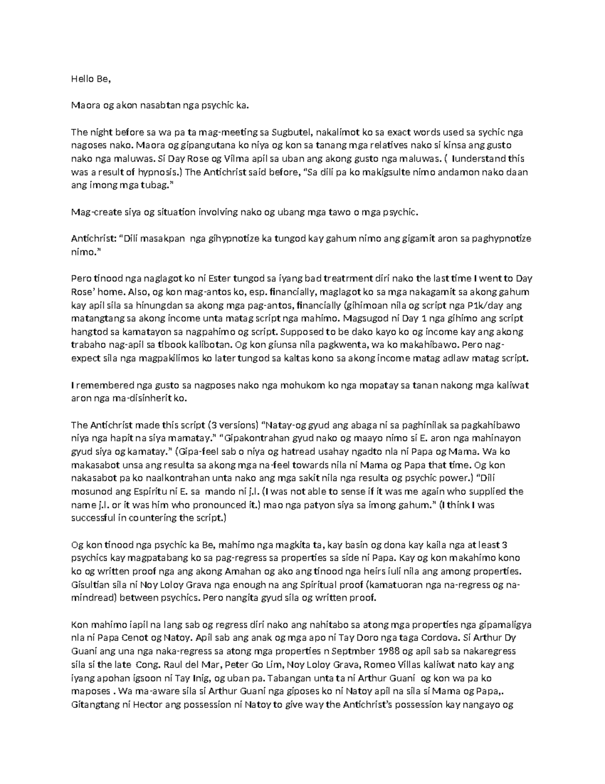 Hello Bie - dawdawdawdwa - Hello Be, Maora og akon nasabtan nga psychic ...