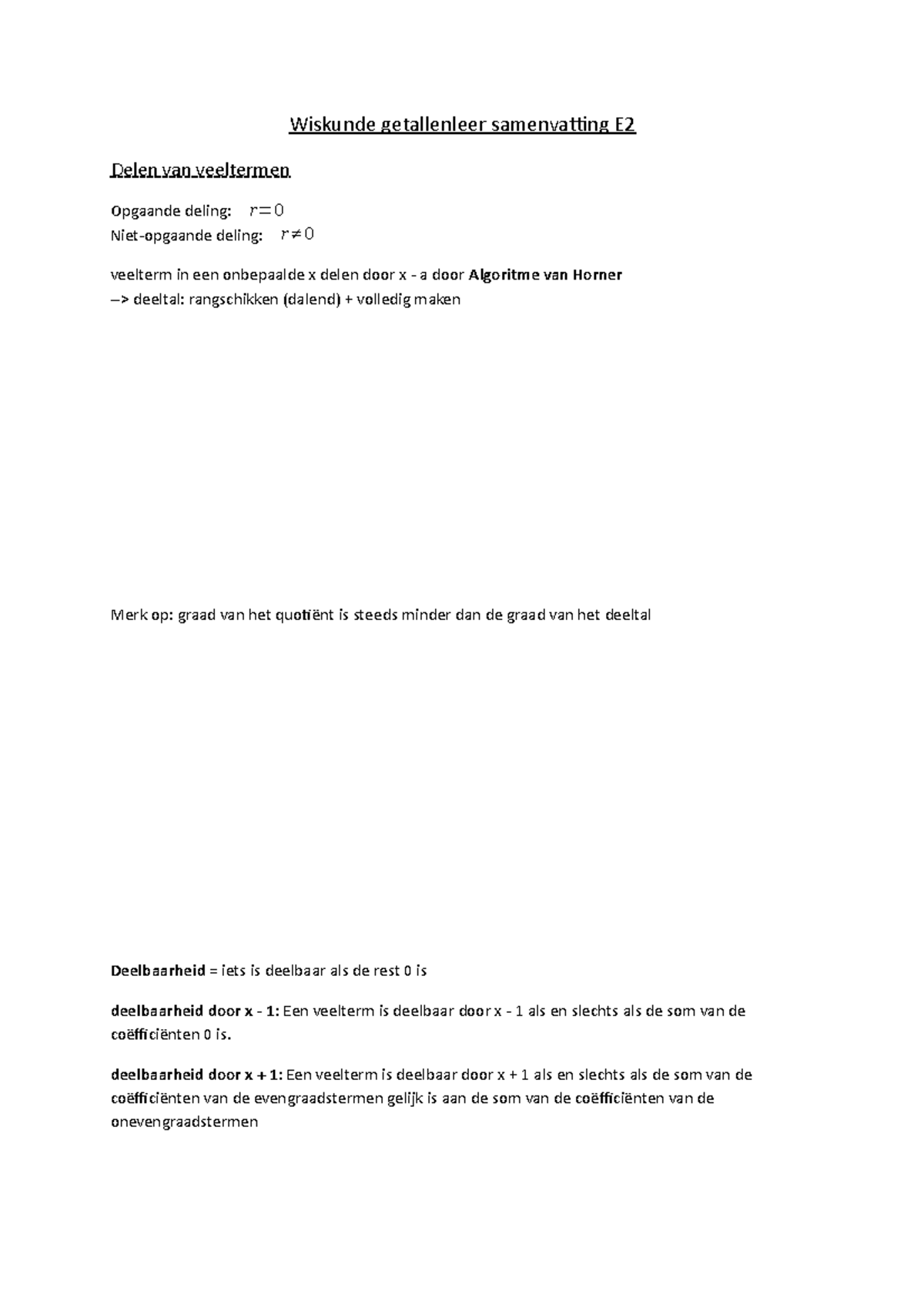 Wiskunde getallenleer samenvatting E2 - Wiskunde getallenleer ...