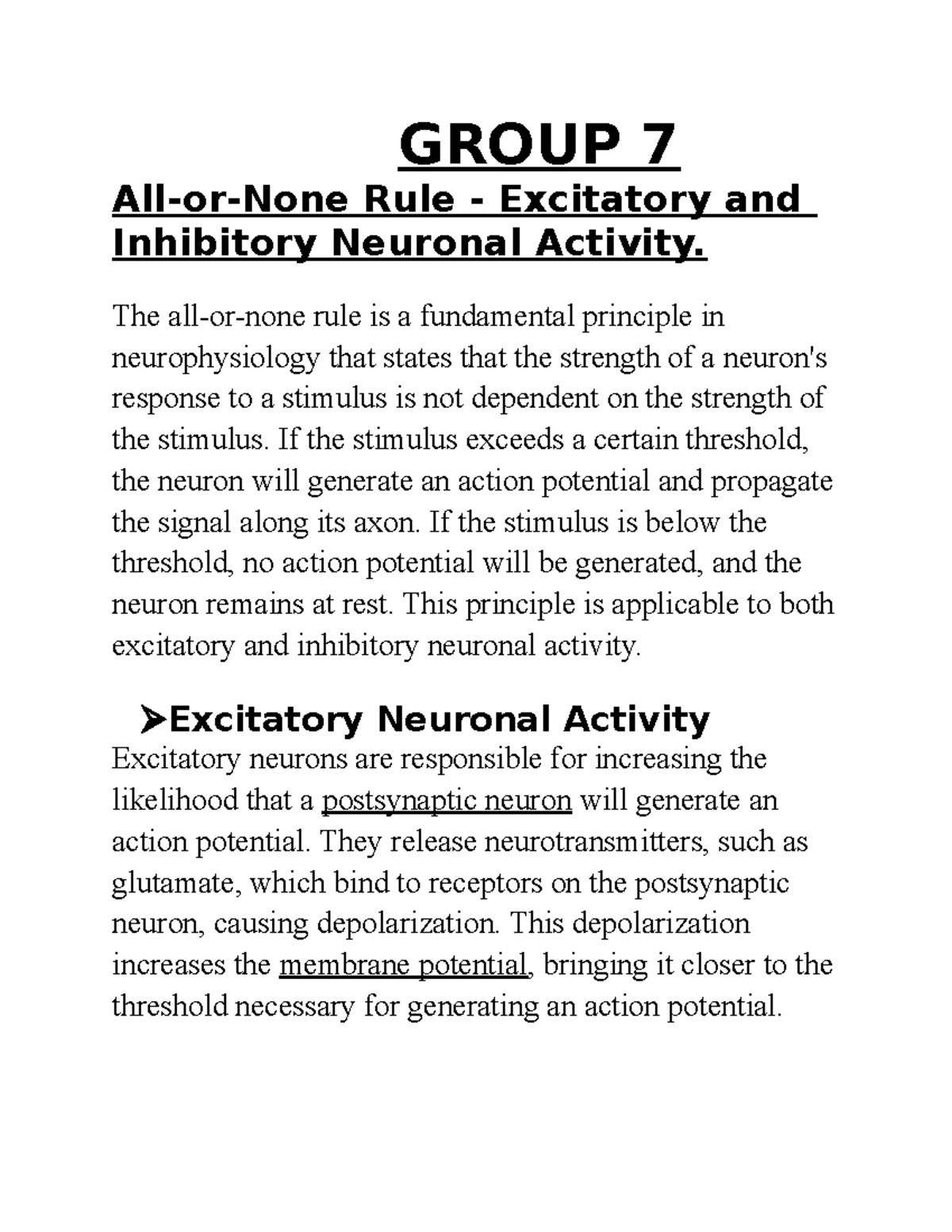 Group 7 (Physiology) All or None rule - GROUP 7 All-or-None Rule ...