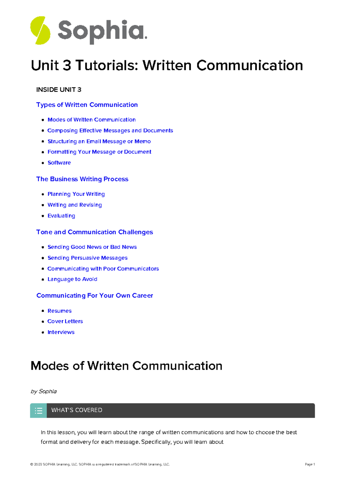 Business Communications Unit 3 tutorials written communication - Unit 3 ...