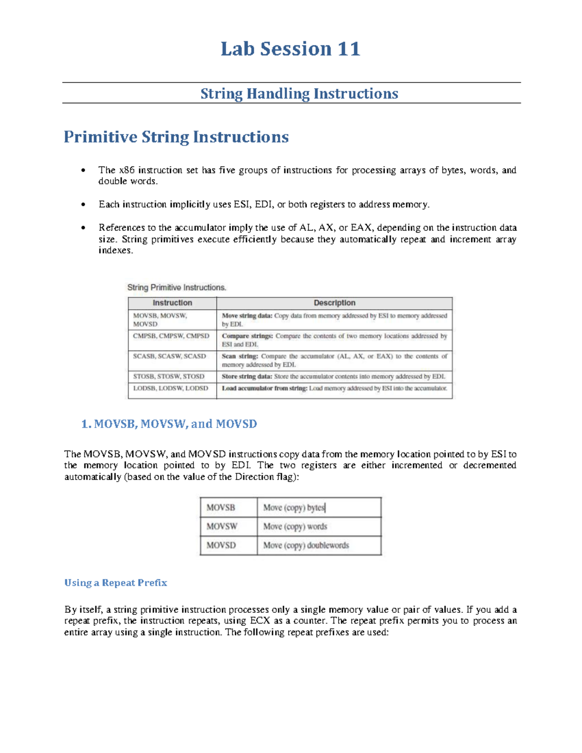 COAL Lab 11 lab manual plus solved lab tasks - Lab Session 11 String ...