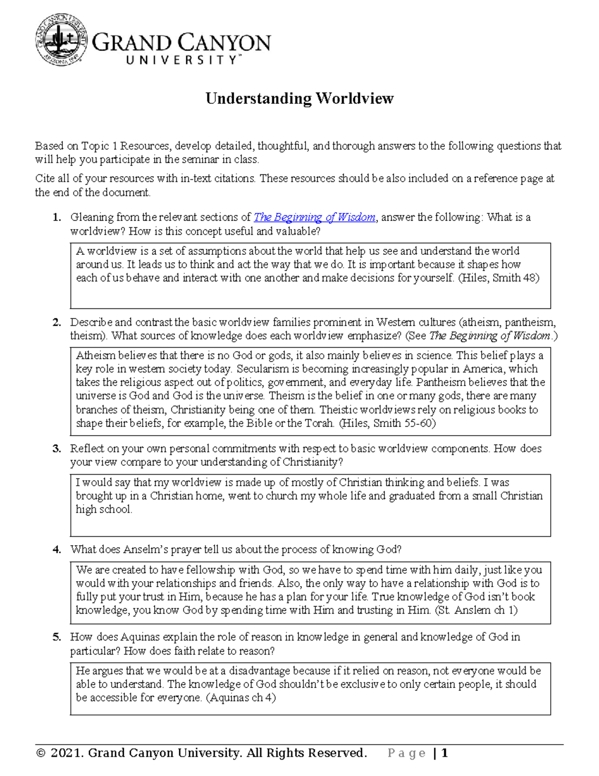 Cwv seminar - Understanding Worldview Based on Topic 1 Resources ...