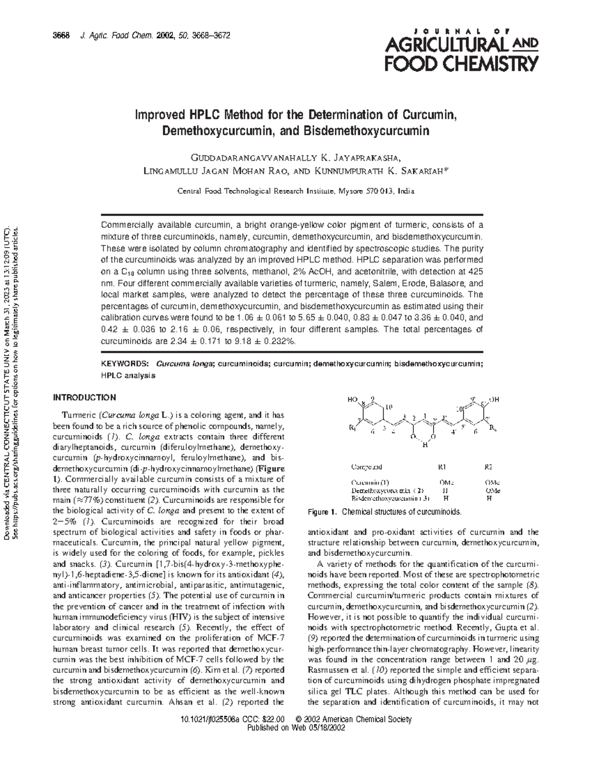 Jf025506 a - dcd - Improved HPLC Method for the Determination of ...