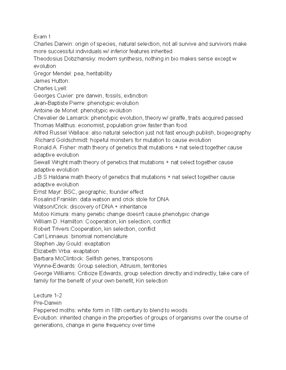 Evolution Exam 1 Flashcards - Exam 1 Charles Darwin: origin of species, natural selection, not ...
