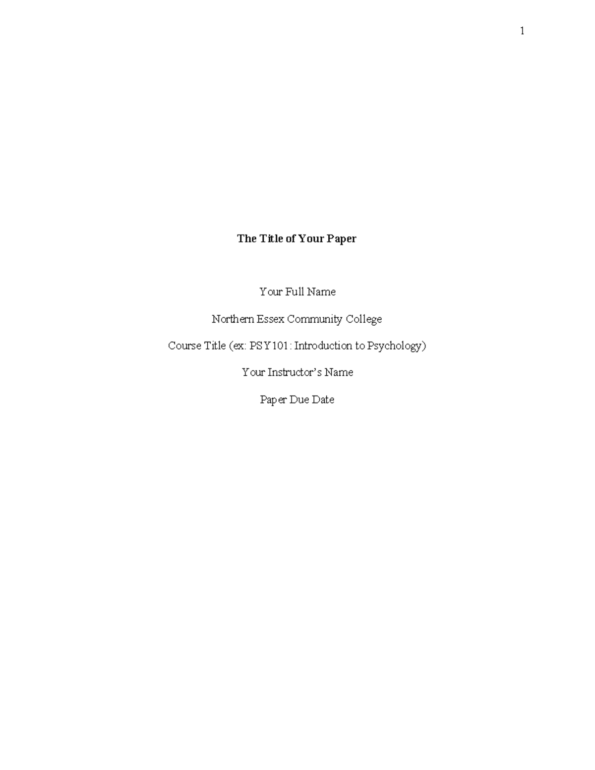 APA Style Student Report Template 7th Edition - The Title of Your Paper ...