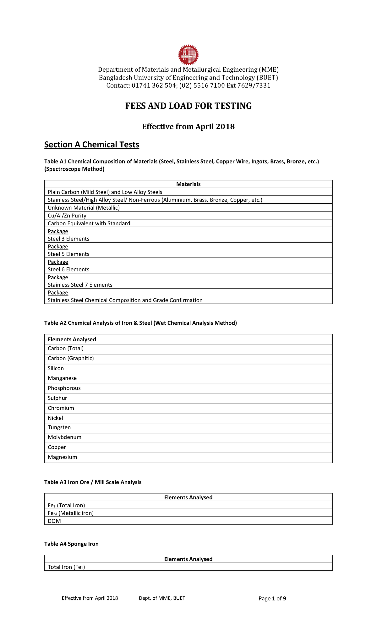 BRTC Test Types MME - efficient - Department of Materials and ...