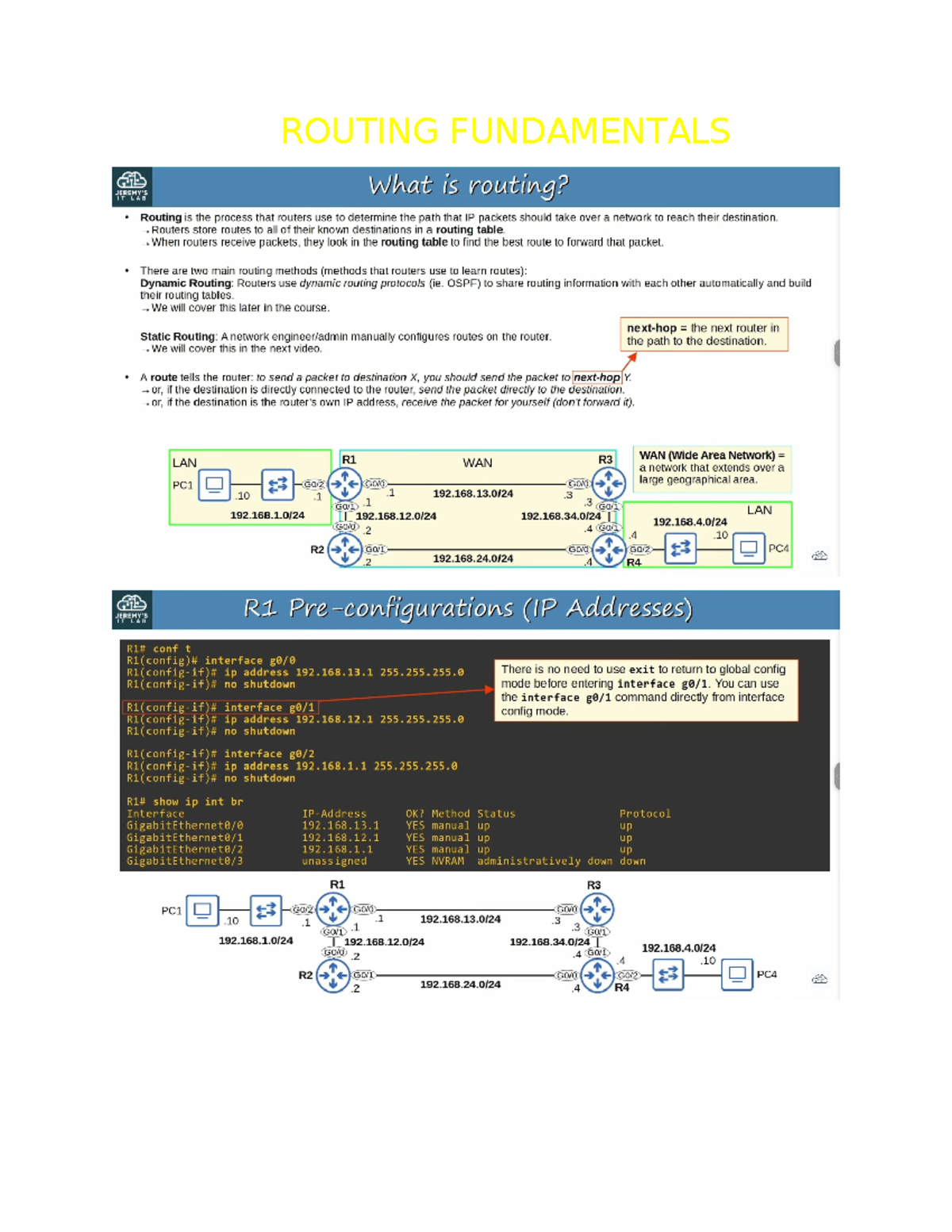 Routing Fundamentals - mạng - Mạng máy tính căn bản - ROUTING FUNDAMENTALS - Studocu