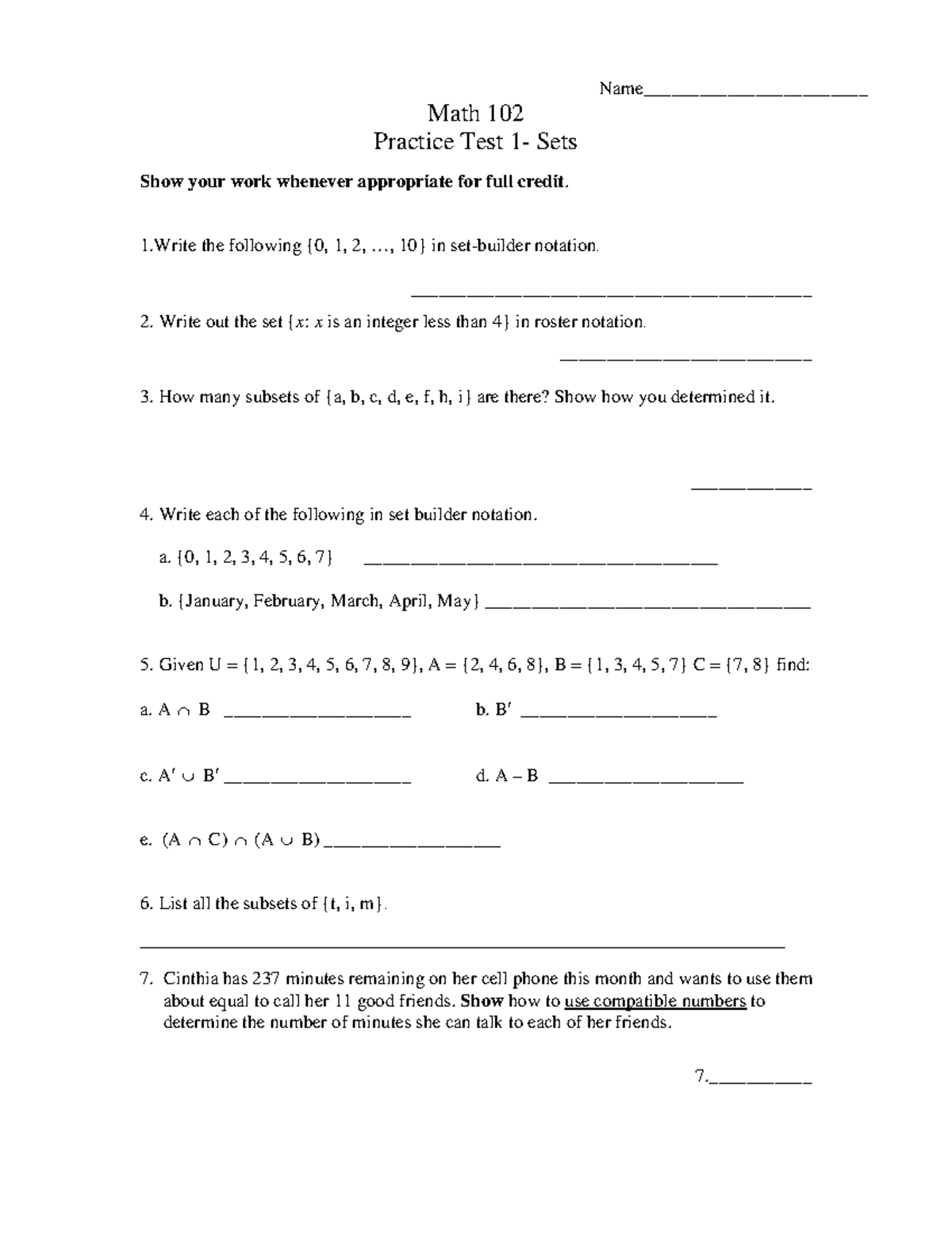 Practice Test 1 - the paper is amazing as it enhances solving skills ...