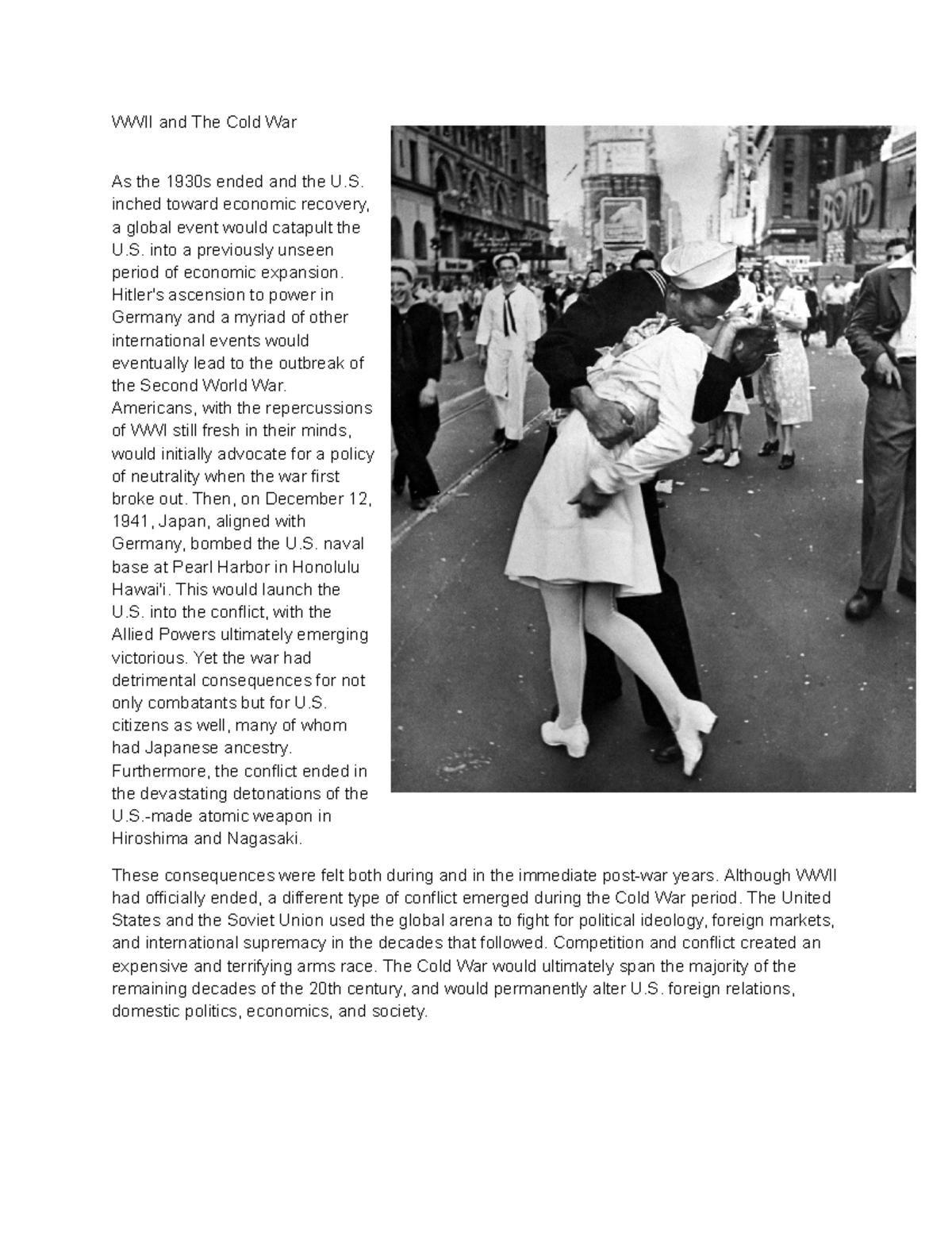 WWII and The Cold War - WWII and The Cold War History Textbook Chapters ...