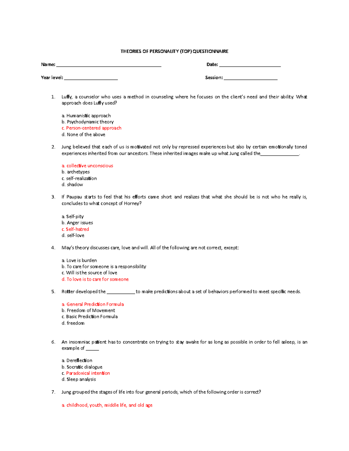 TOP TEST Construction Final - THEORIES OF PERSONALITY (TOP ...