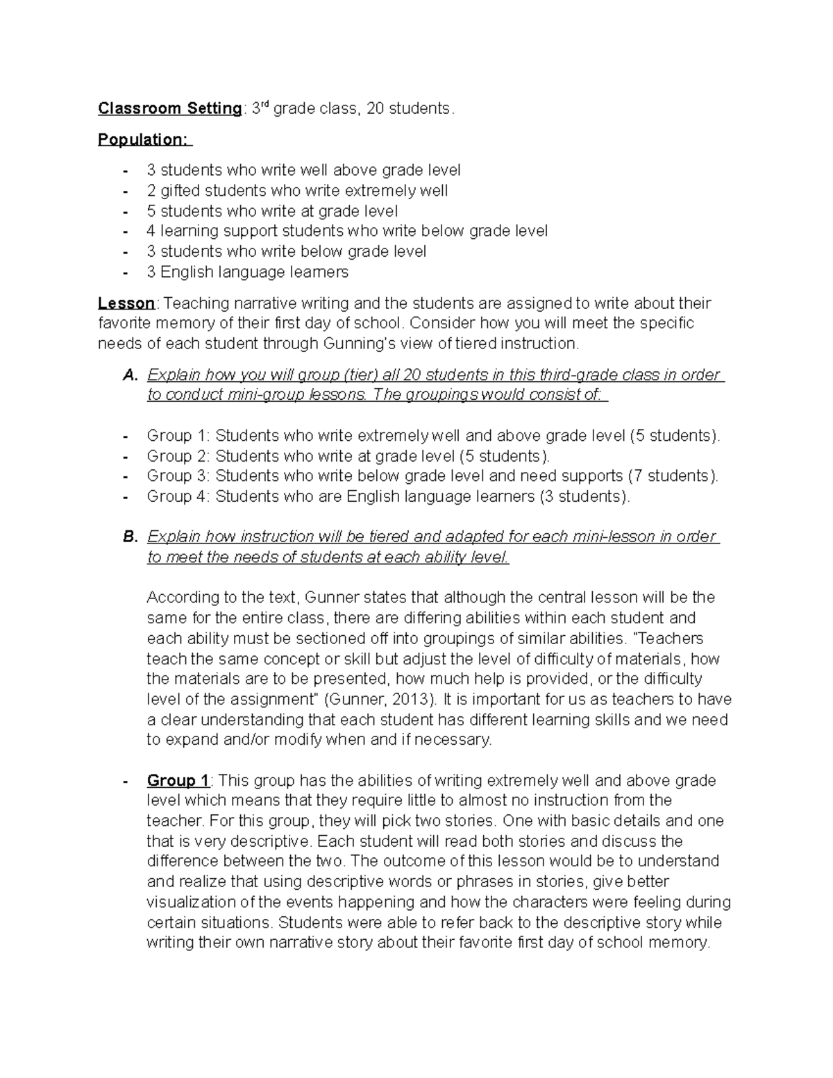 C365 Grouping Lesson - study guide - Classroom Setting : 3rd grade ...