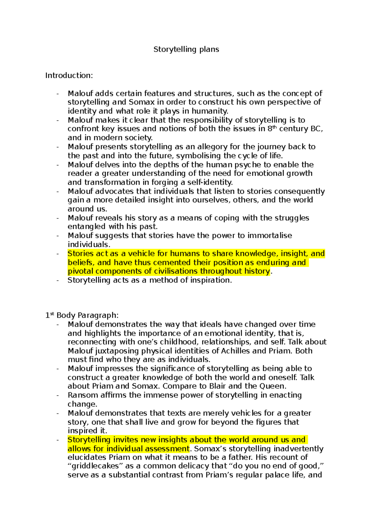 Storytelling plans - amazing notes to offer expertees - Storytelling ...