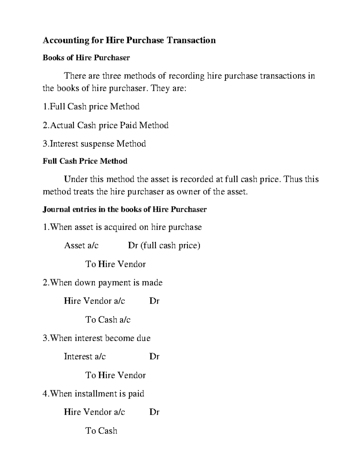High purchase system 2 - Grade: A - Accounting for Hire Purchase ...