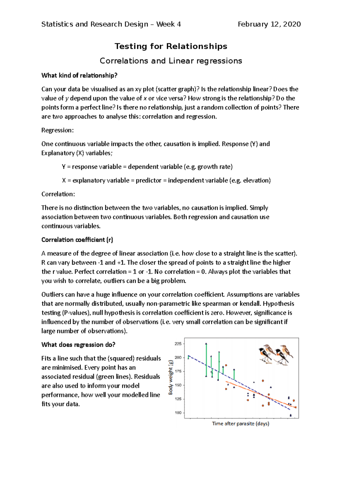 Week 4 Lecture Notes Statistics And Research Design Week 4 February 12 2020 Testing For