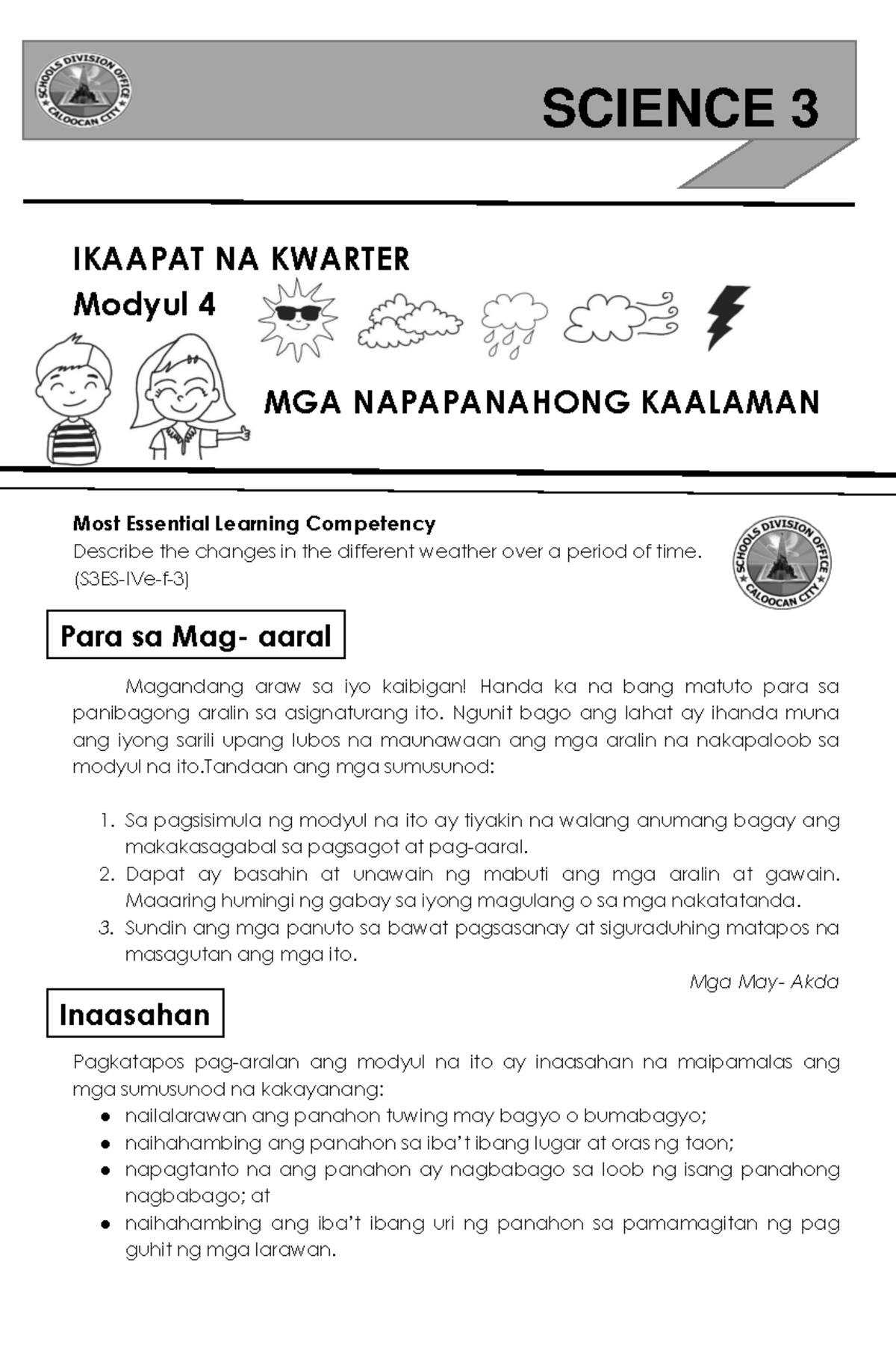 SC - for academic use only - IKAAPAT NA KWARTER Modyul 4 Most Essential ...