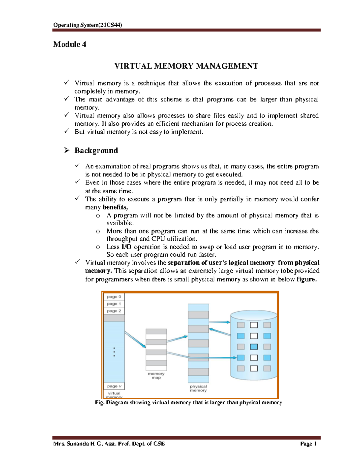 Module 4 os - Os notes. - Module 4 VIRTUAL MEMORY MANAGEMENT Virtual ...
