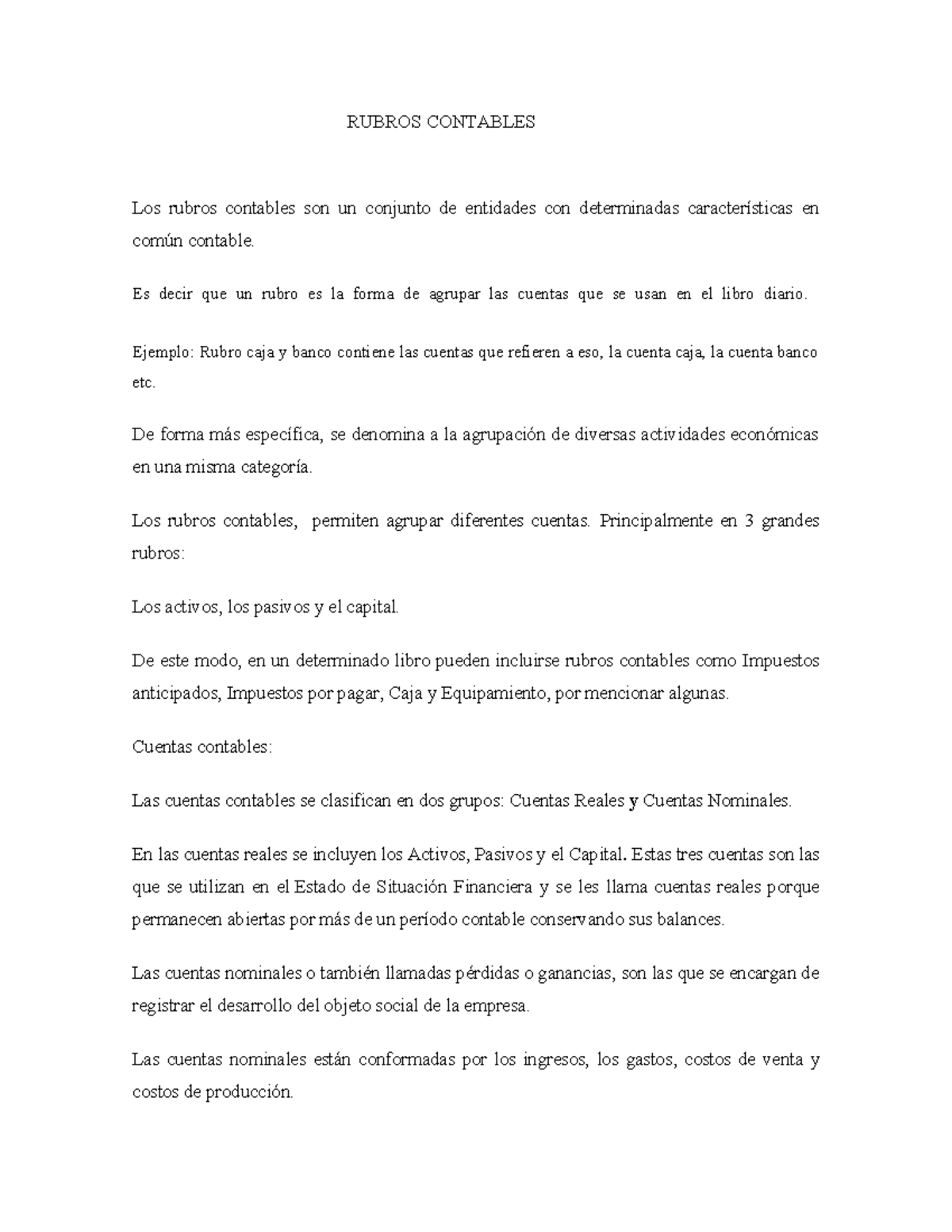 10611 1 Rubros Contables - RUBROS CONTABLES Los rubros contables son un ...