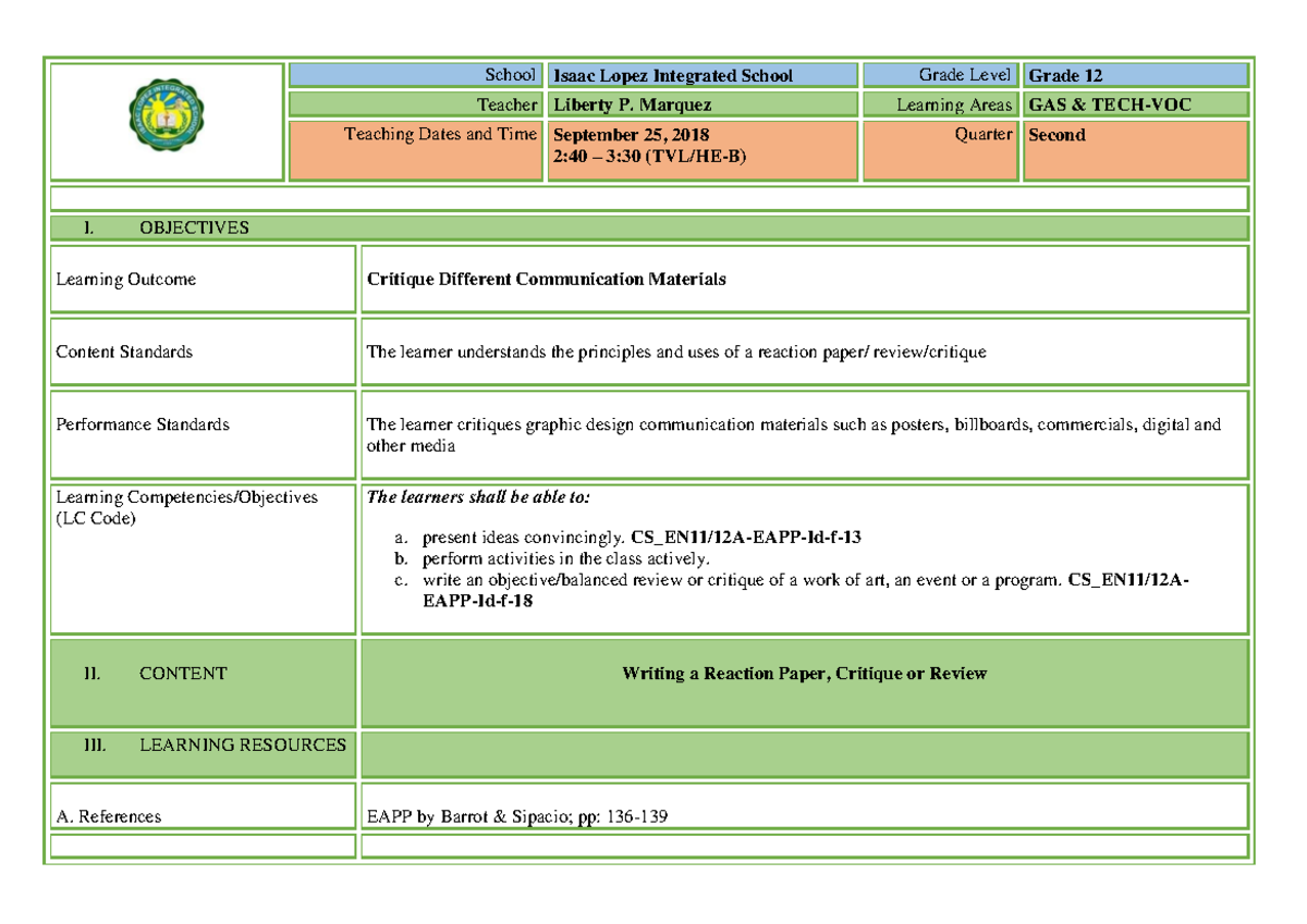Dll-writing-a-reaction-paper-critique-or-review compress - School Isaac ...
