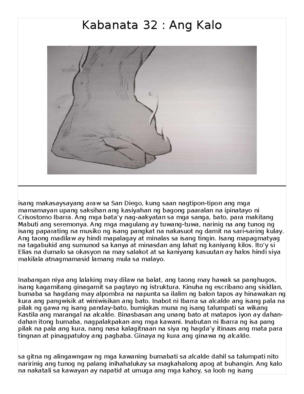 Kabanata 32 - Kabanata 32 : Ang Kalo isang makasaysayang araw sa San ...