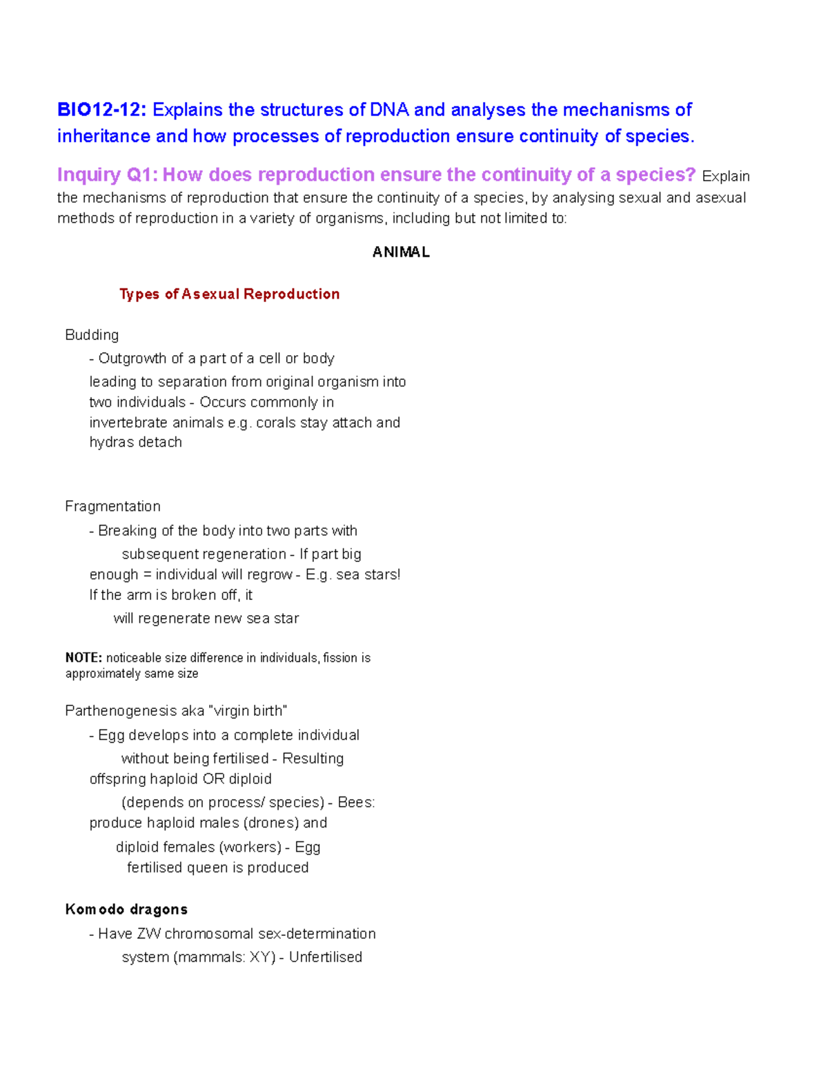 MOD5 - BIO12-12: Explains the structures of DNA and analyses the ...