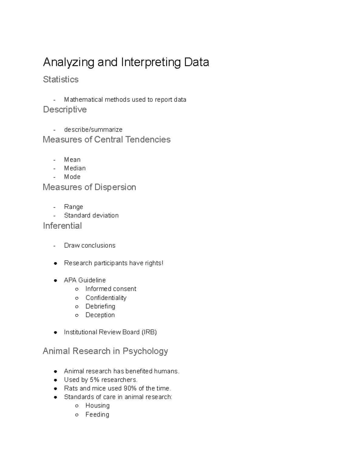 PSY 110 Chapter 3 - Analyzing and Interpreting Data Statistics ...