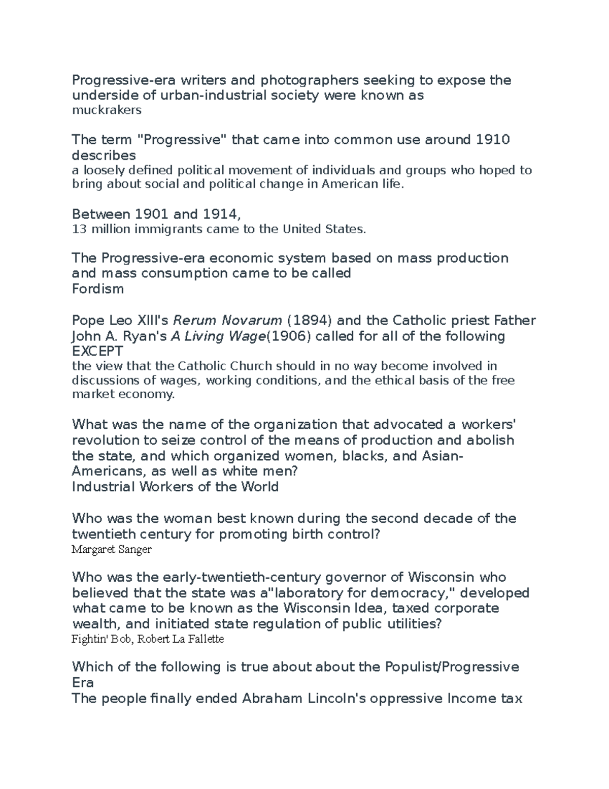 Module 4 quiz for US HISTORY - Progressive-era writers and ...