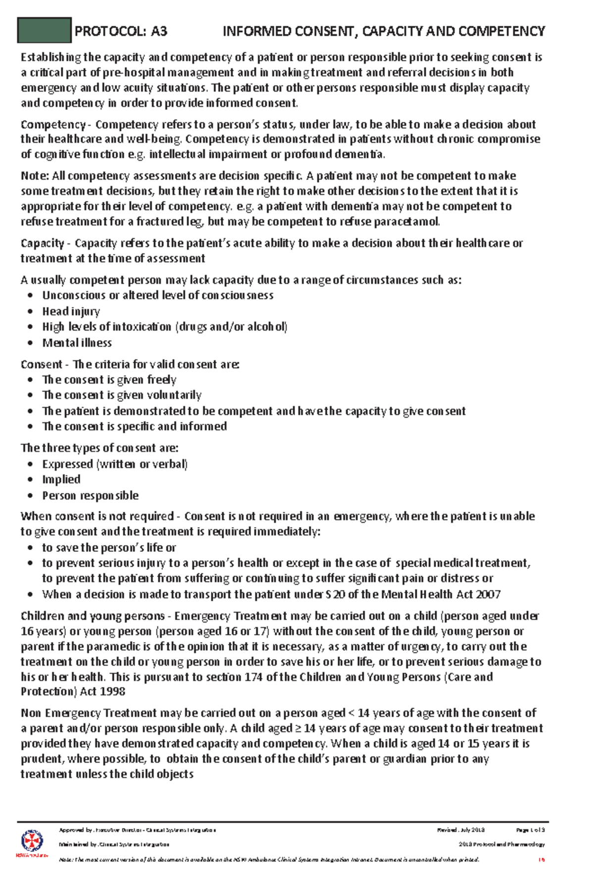 Informed consent, capacity and competency - PROTOCOL: A3 INFORMED ...