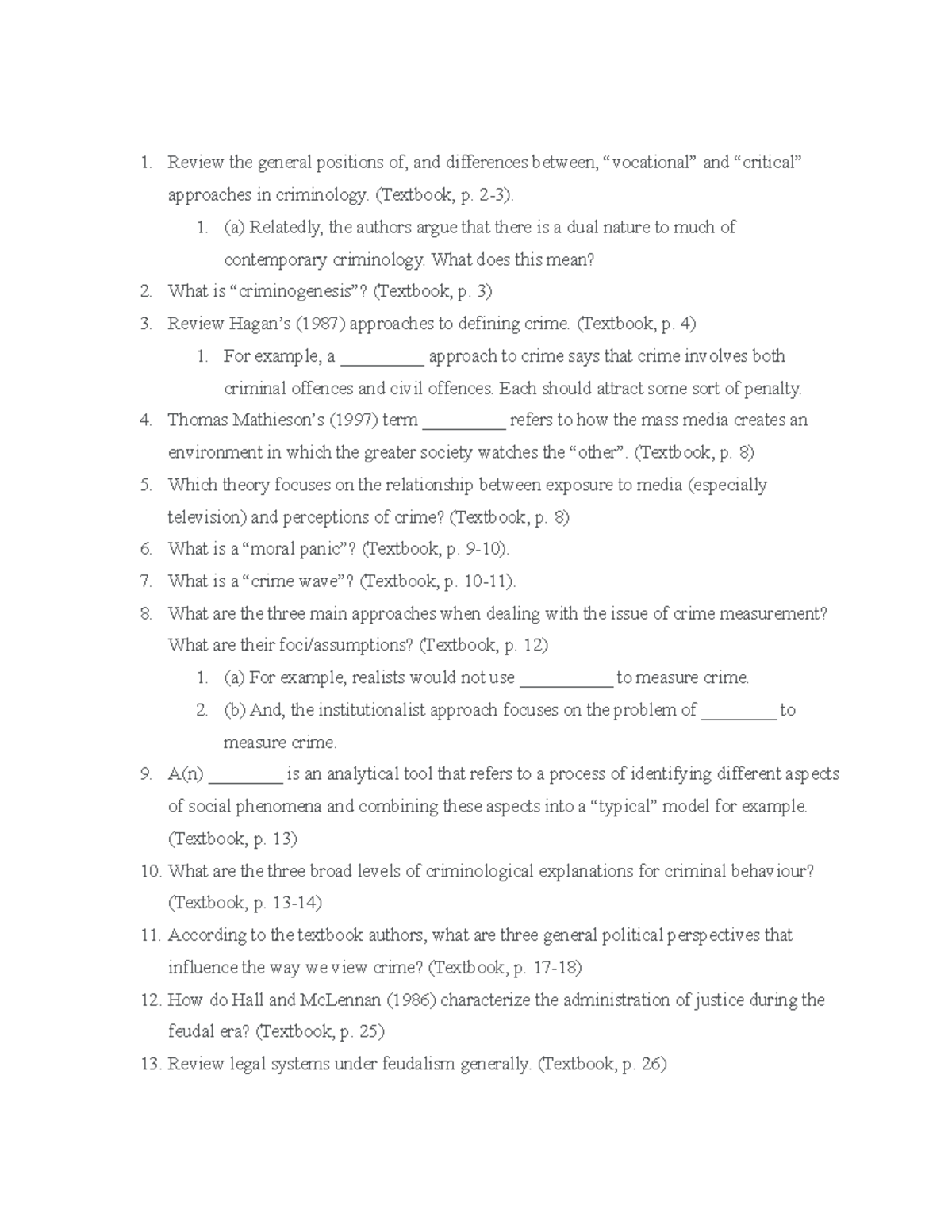 Crim Quiz #1 Reviwe - Introduction to Criminology quiz one review ...